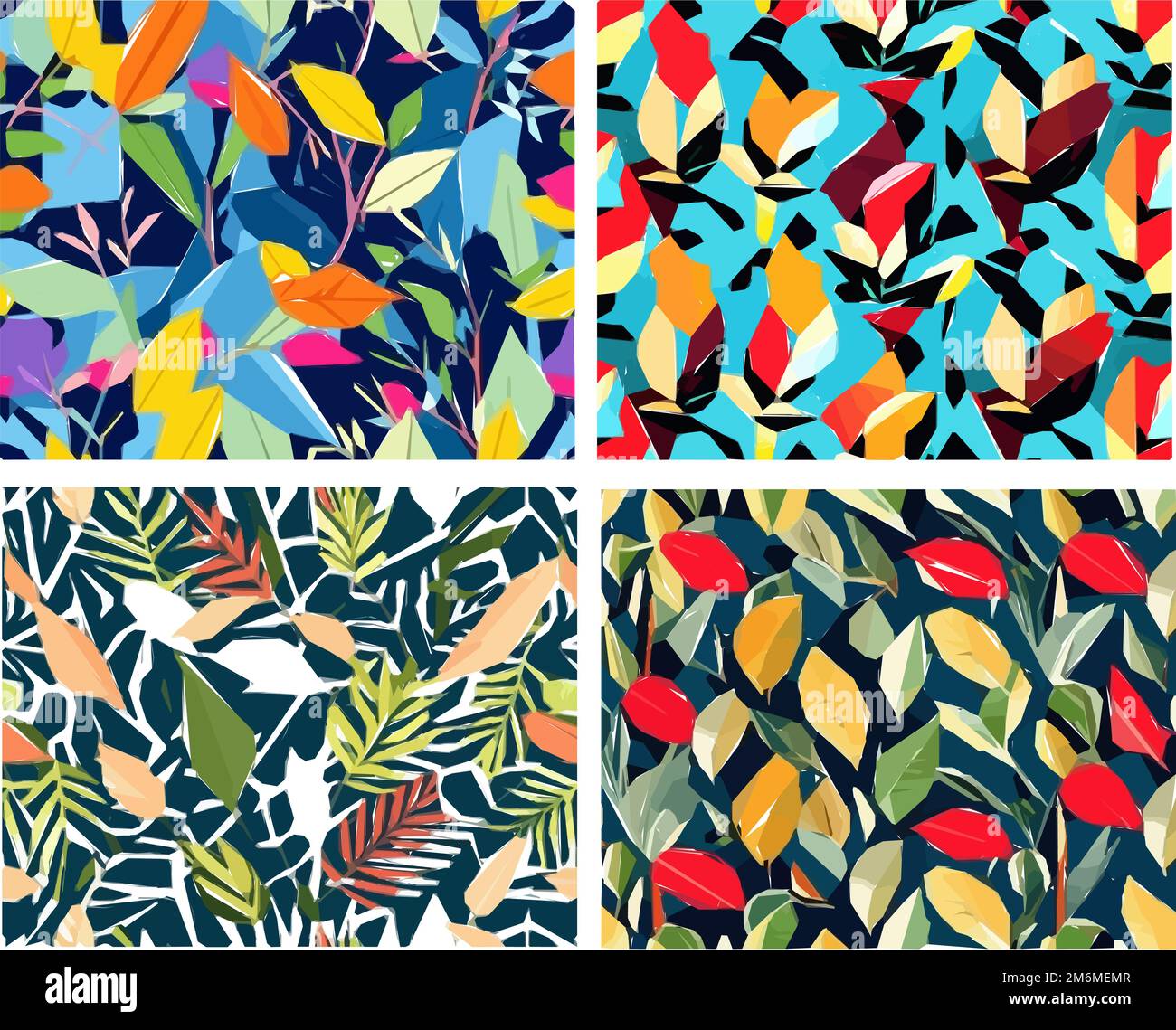 Set of colorful leaf patterns. For wallpaper, backgrounds, web, posters ...