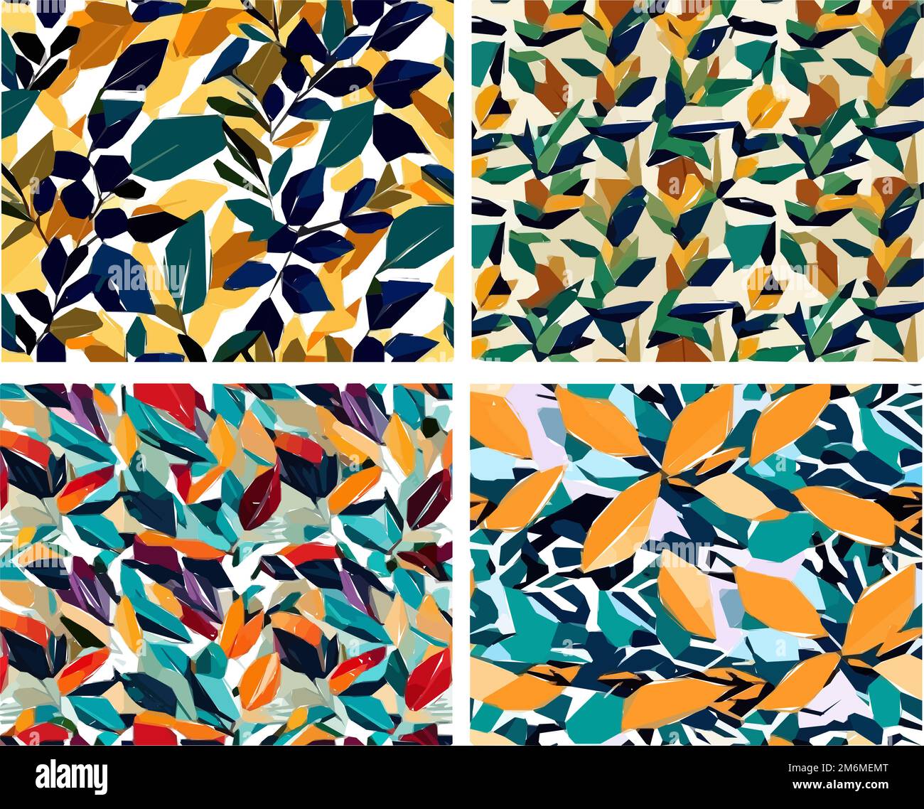 Set of colorful leaf patterns. For wallpaper, backgrounds, web, posters ...