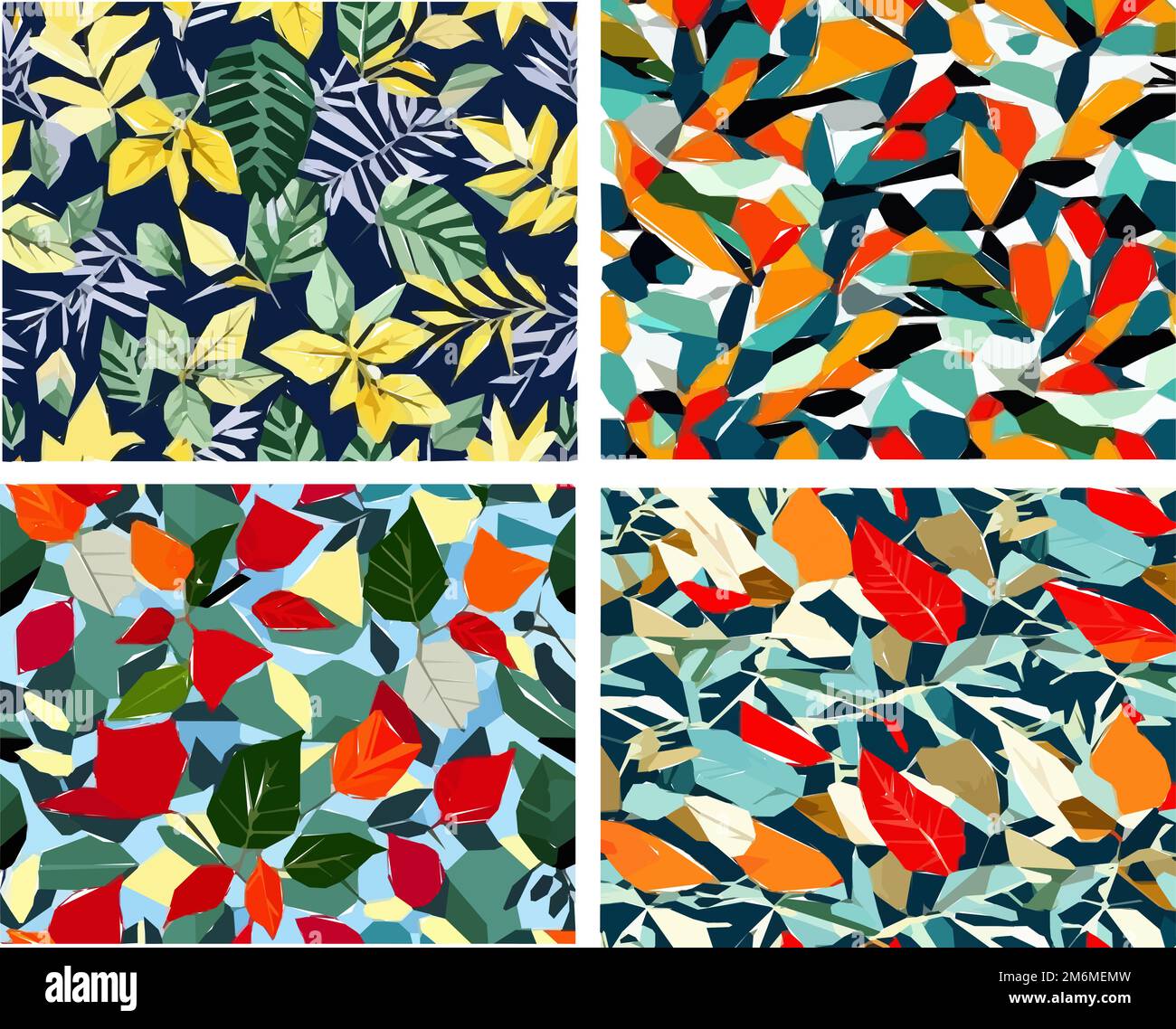 Set of colorful leaf patterns. For wallpaper, backgrounds, web, posters ...
