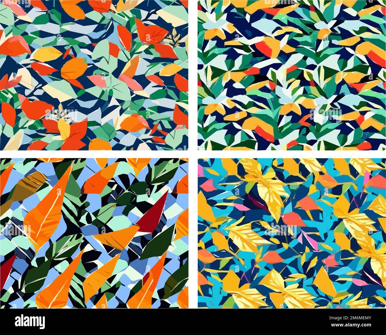Set of colorful leaf patterns. For wallpaper, backgrounds, web, posters ...