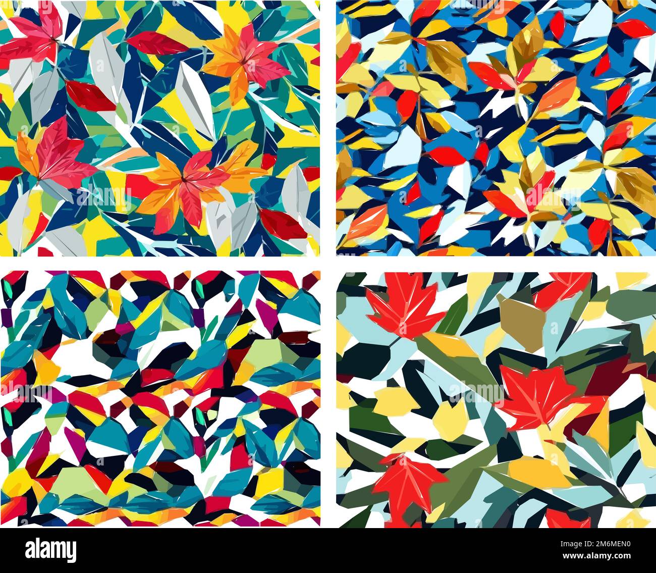 Set of colorful leaf patterns. For wallpaper, backgrounds, web, posters ...