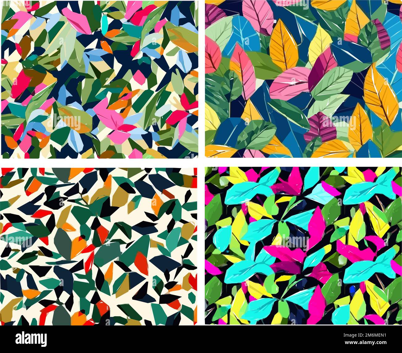 Set of colorful leaf patterns. For wallpaper, backgrounds, web, posters ...