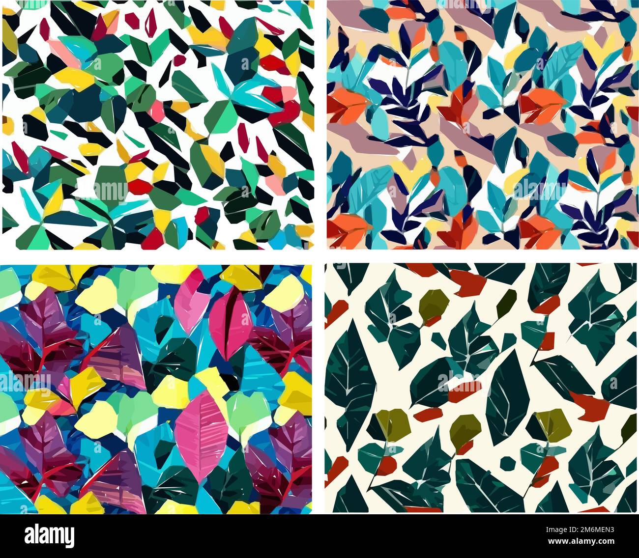 Set of colorful leaf patterns. For wallpaper, backgrounds, web, posters ...