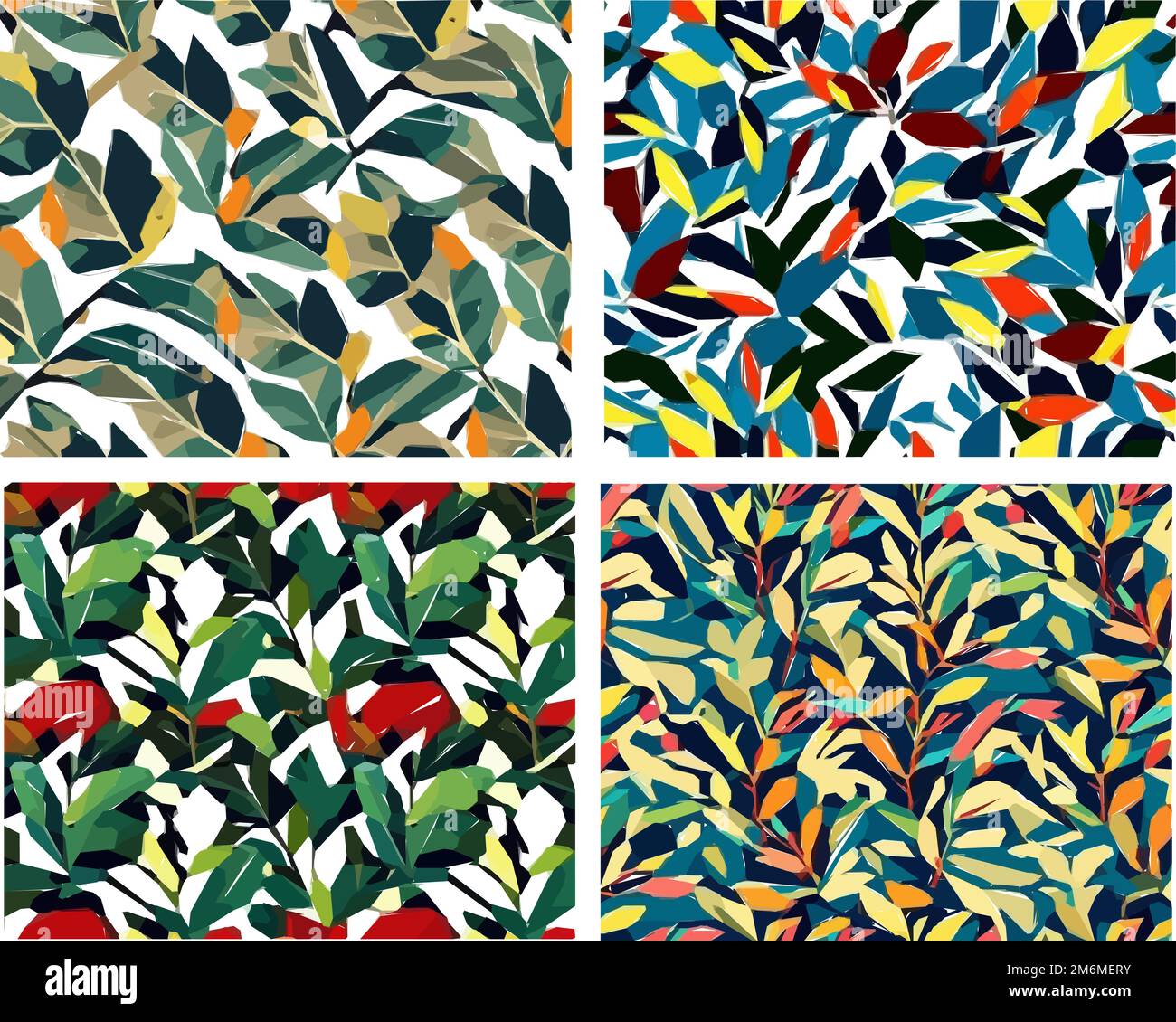 Set of colorful leaf patterns. For wallpaper, backgrounds, web, posters ...