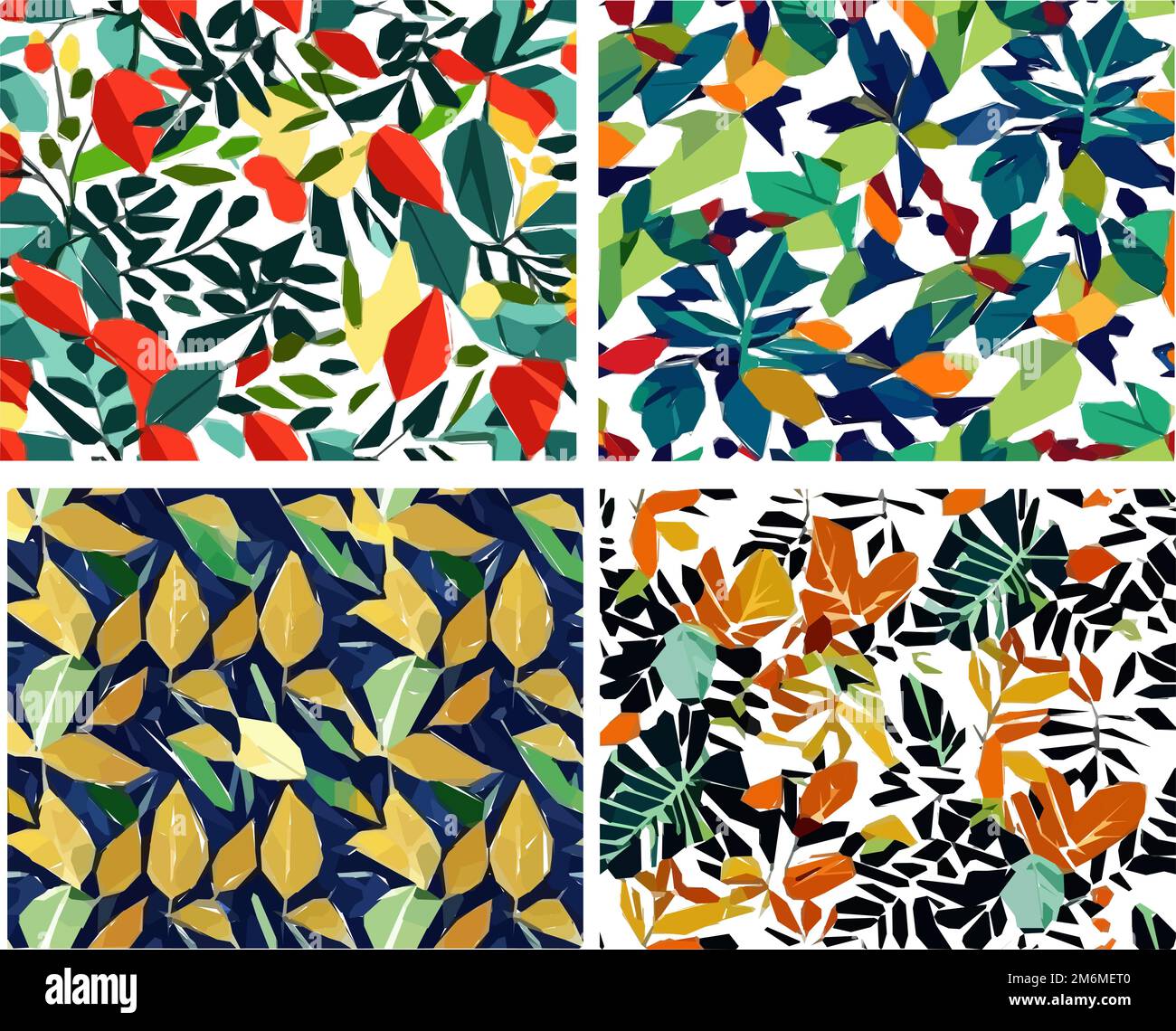 Set of colorful leaf patterns. For wallpaper, backgrounds, web, posters ...