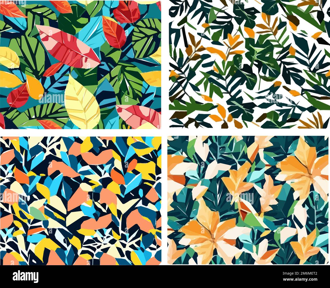 Set of colorful leaf patterns. For wallpaper, backgrounds, web, posters ...