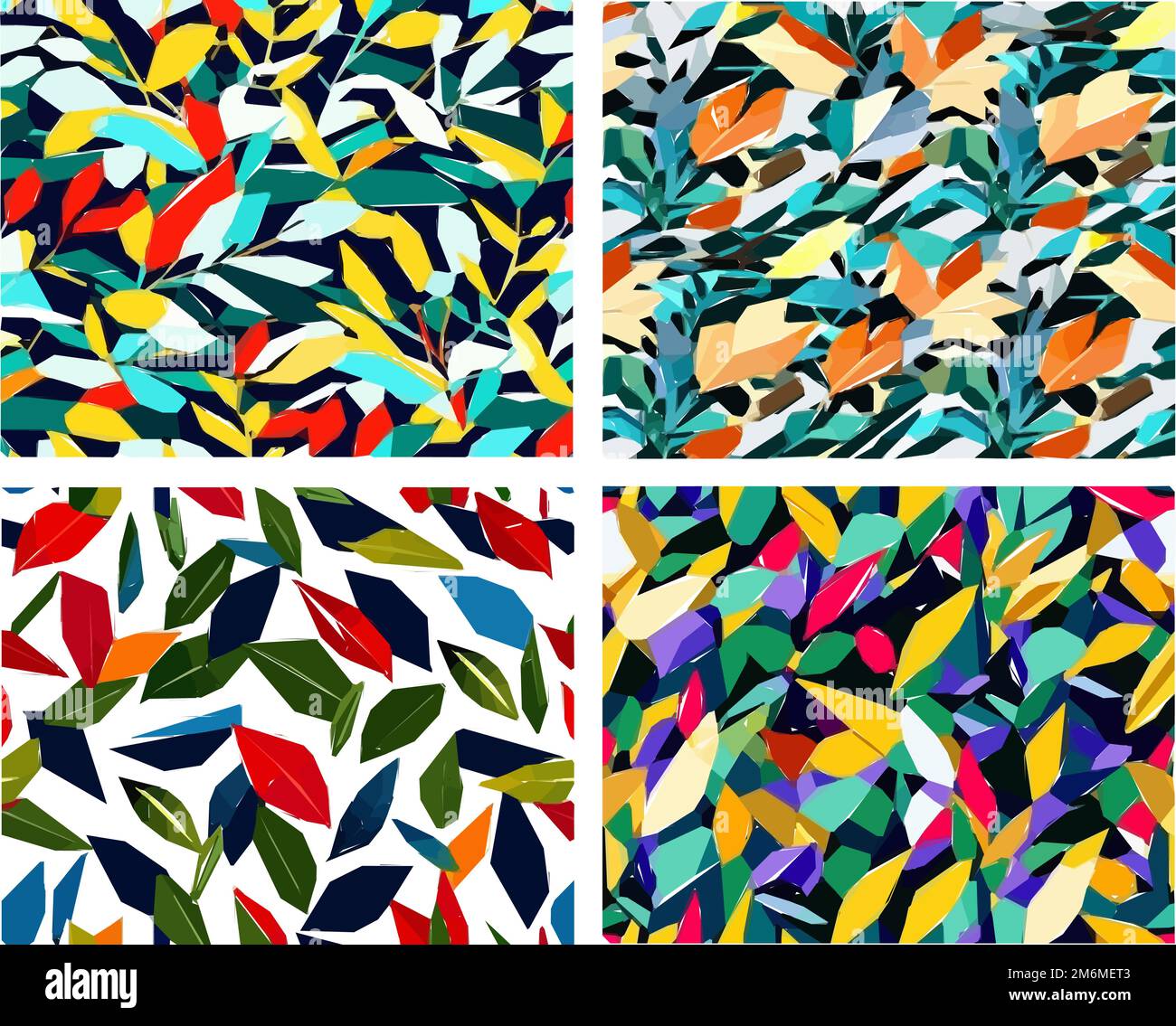 Set of colorful leaf patterns. For wallpaper, backgrounds, web, posters ...