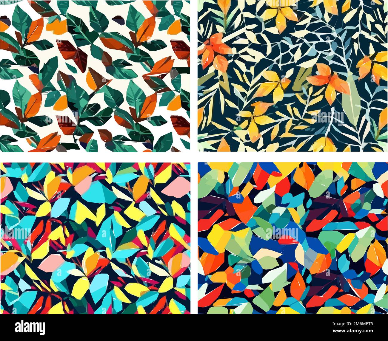 Set of colorful leaf patterns. For wallpaper, backgrounds, web, posters ...