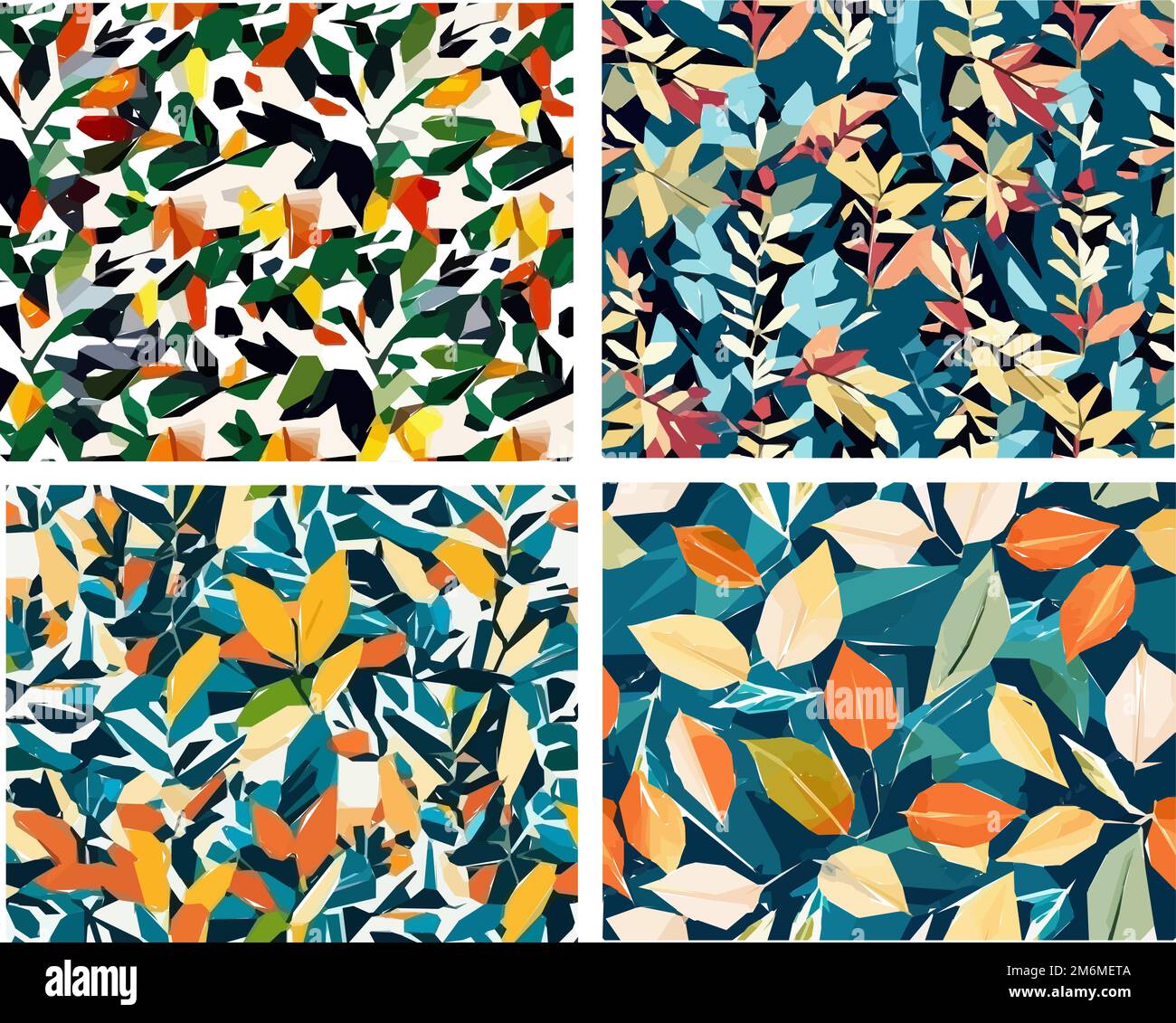 Set of colorful leaf patterns. For wallpaper, backgrounds, web, posters ...