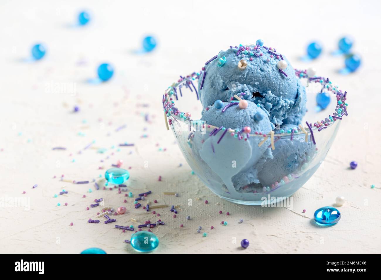 Blue ice cream with anchan tea Stock Photo - Alamy