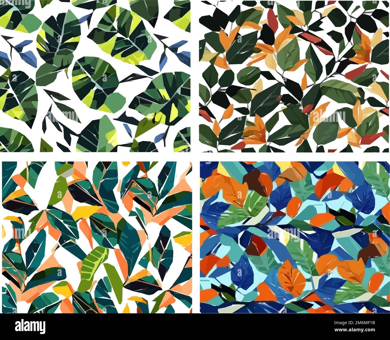 Set of colorful leaf patterns. For wallpaper, backgrounds, web, posters ...