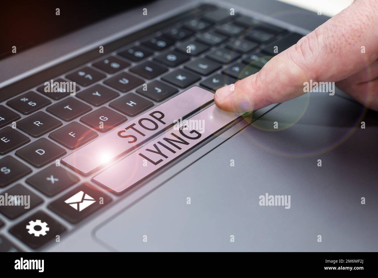 Hand writing sign Stop Lying. Business idea put an end on chronic ...