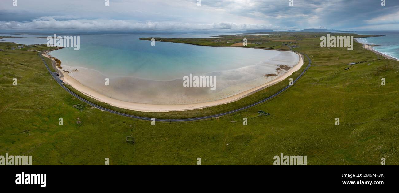 A panorama view of the southern Mullet Peninsula in County Mayo in ...