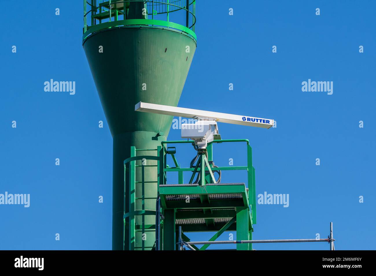 detail, radar antena, Rutter, Tarragona harbour, Catalonia, Spain Stock ...