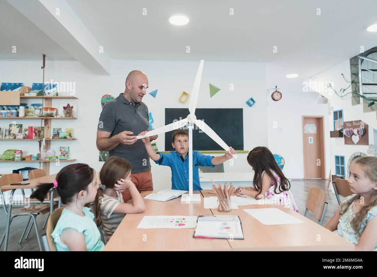 Elementary School Stem Robotics Classroom Diverse Group of Children ...