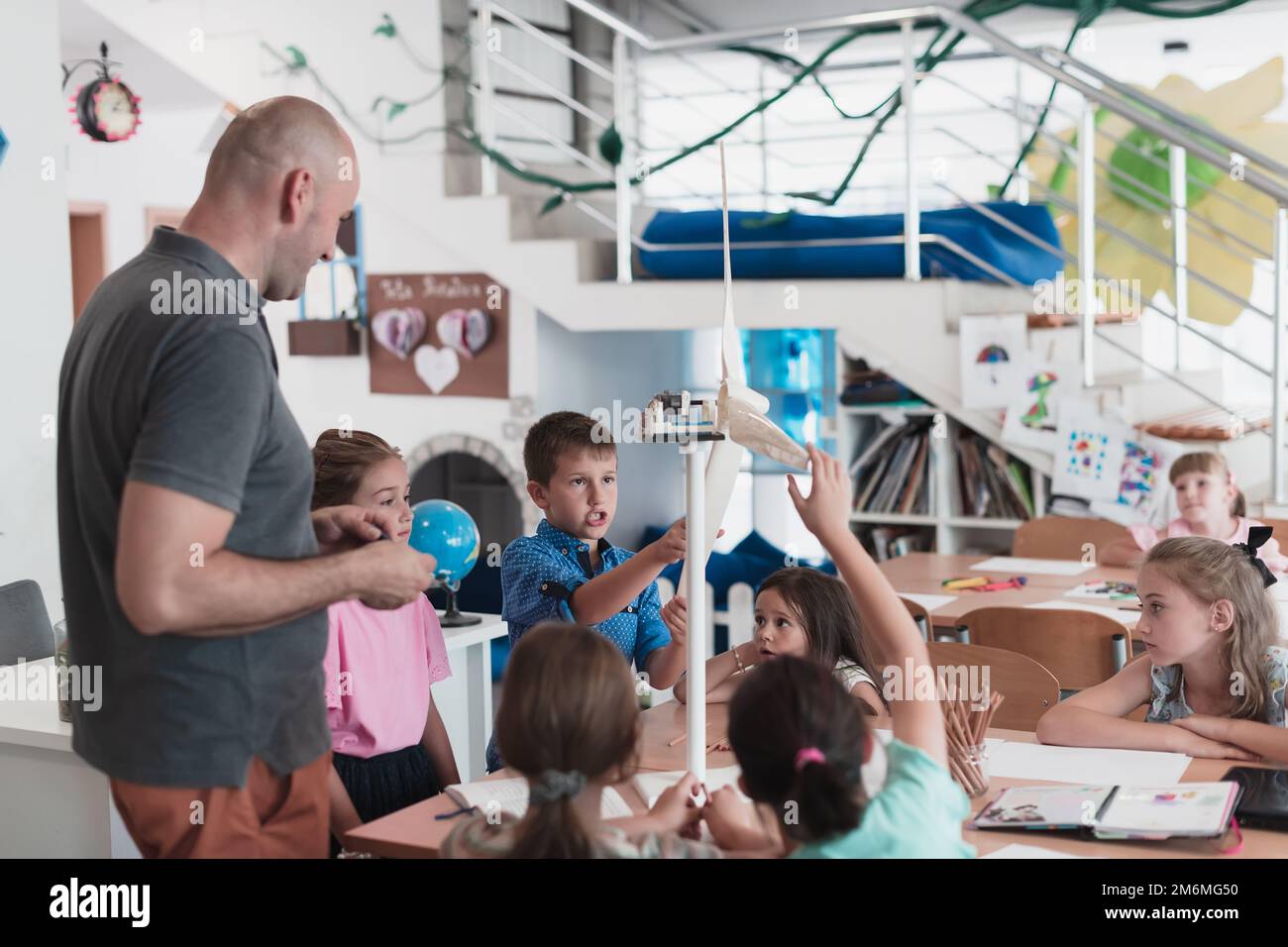 Elementary School Stem Robotics Classroom Diverse Group of Children ...