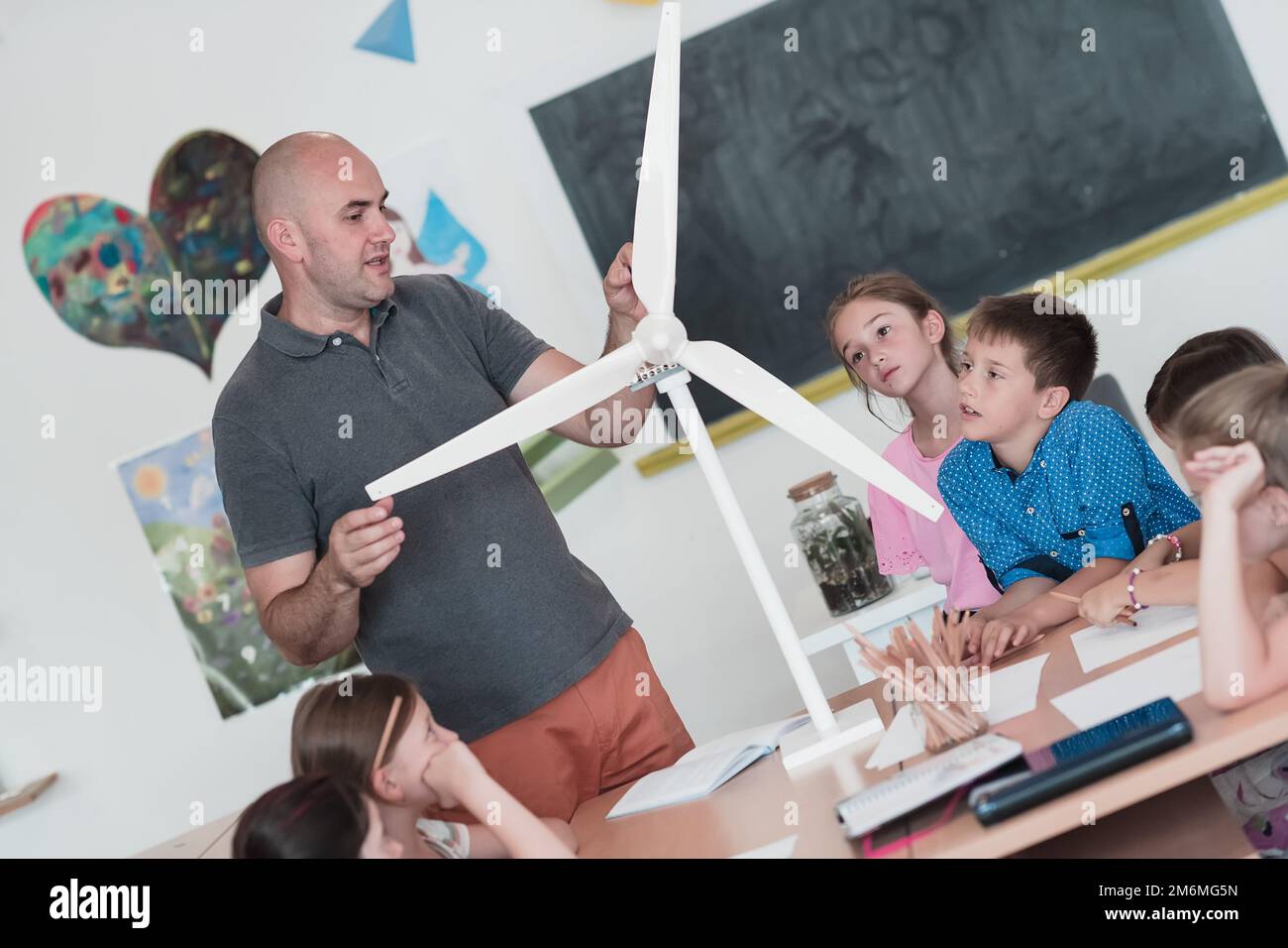 Elementary School Stem Robotics Classroom Diverse Group of Children ...