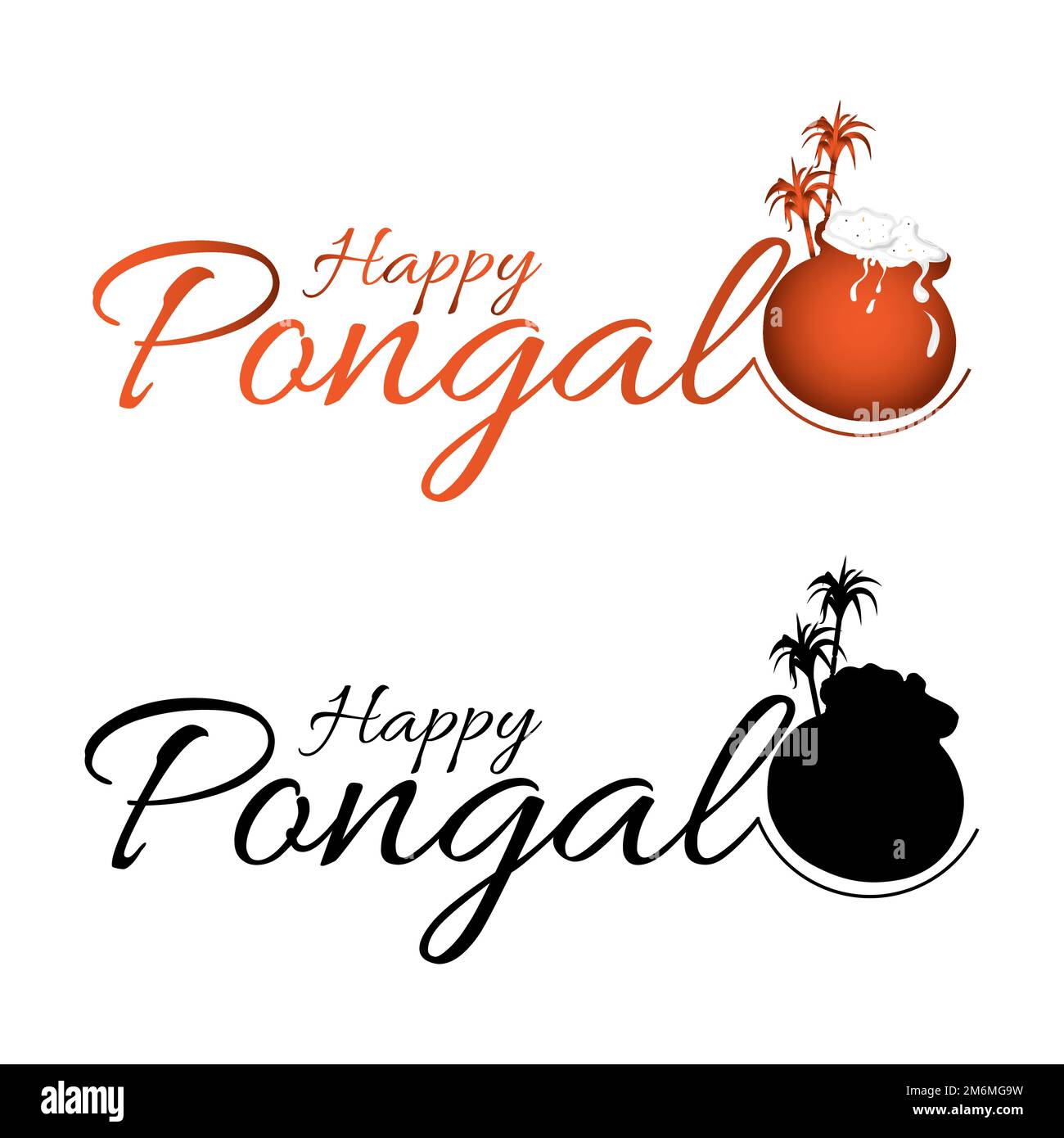 Set of Happy Pongal Design Text Typography. Vector Illustration Stock ...