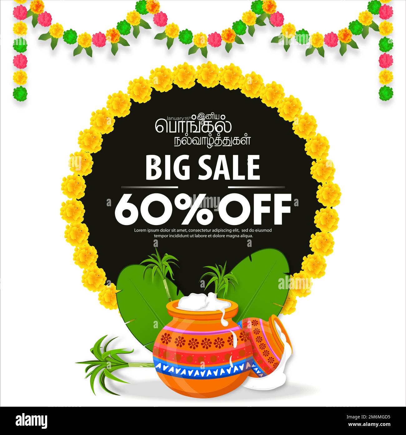 South Indian Harvest Festival Happy Pongal Offer Template with 60% ...