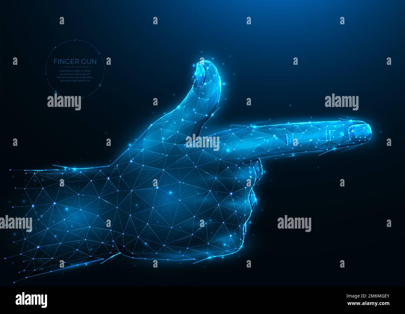 Finger gun polygonal vector illustration on a dark blue background ...