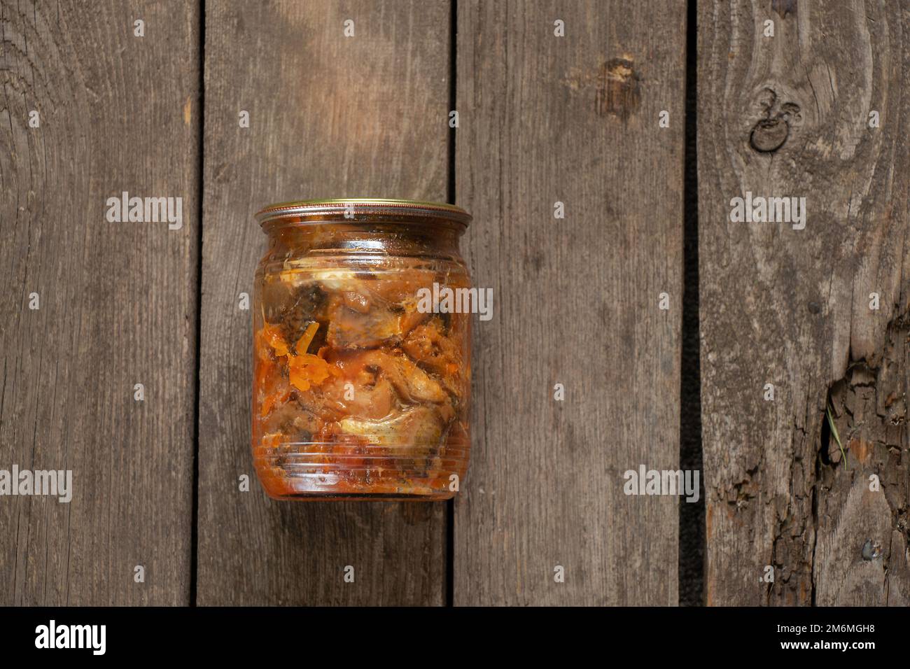 canned home fish in a glass jar on an isolated background Stock Photo ...