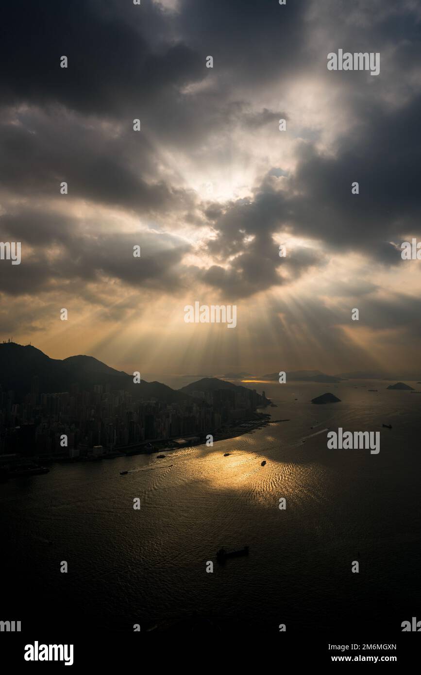 High perspective of Hong Kong city landscape Stock Photo - Alamy