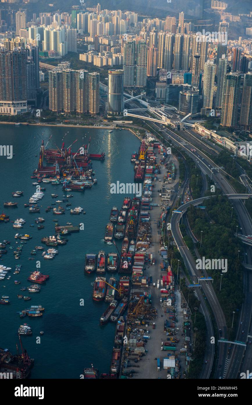 High perspective of Hong Kong city landscape Stock Photo - Alamy