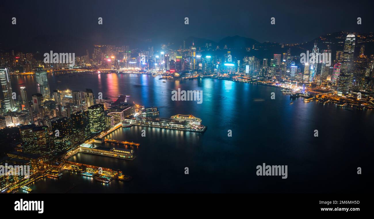 High perspective city night view of Hong Kong Stock Photo - Alamy