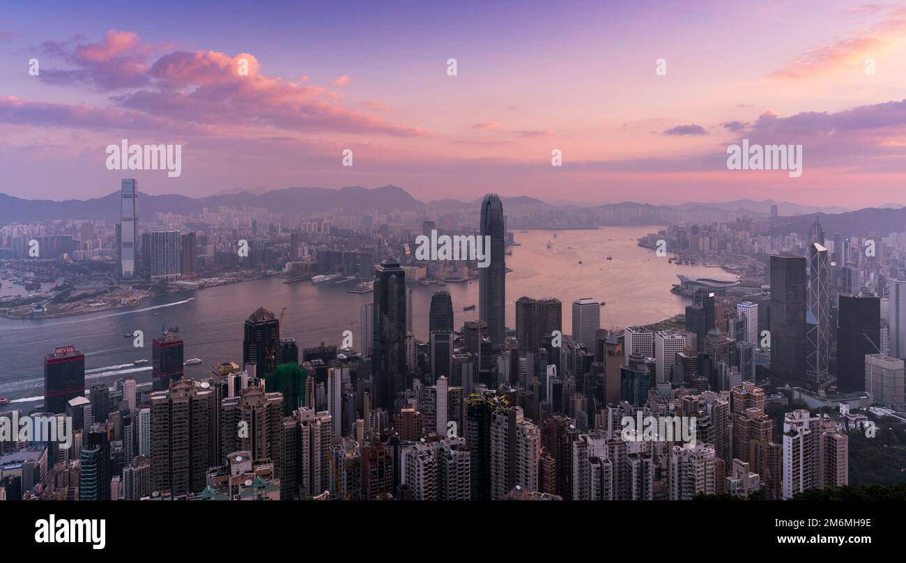 High perspective of Hong Kong city landscape Stock Photo - Alamy