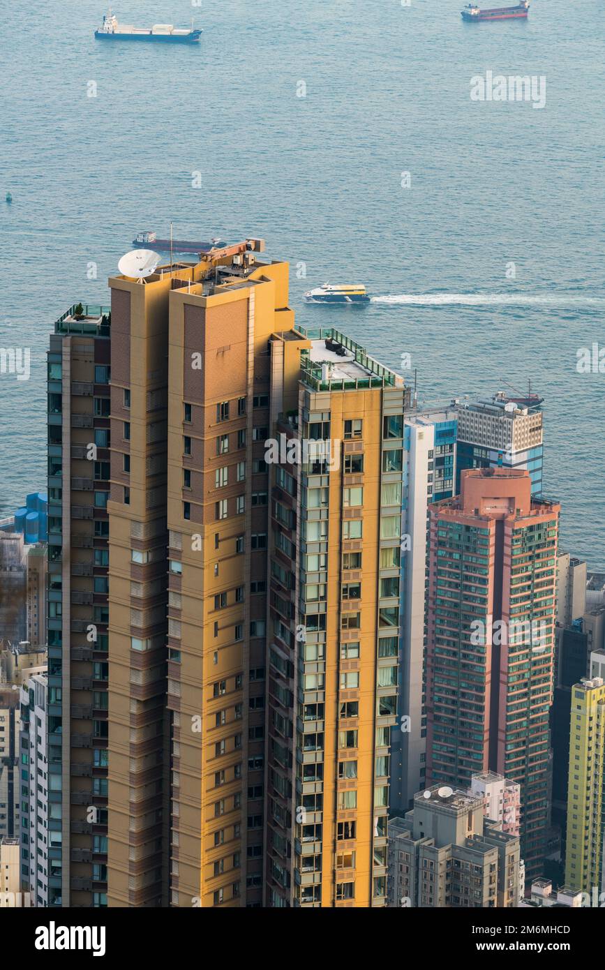 High perspective of Hong Kong city landscape Stock Photo - Alamy