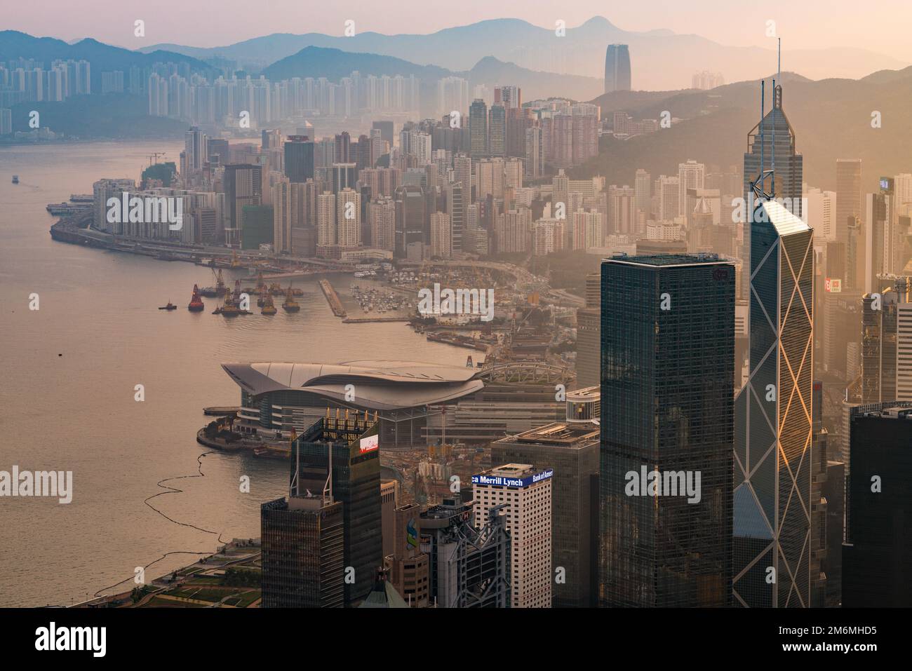 High perspective of Hong Kong city landscape Stock Photo - Alamy