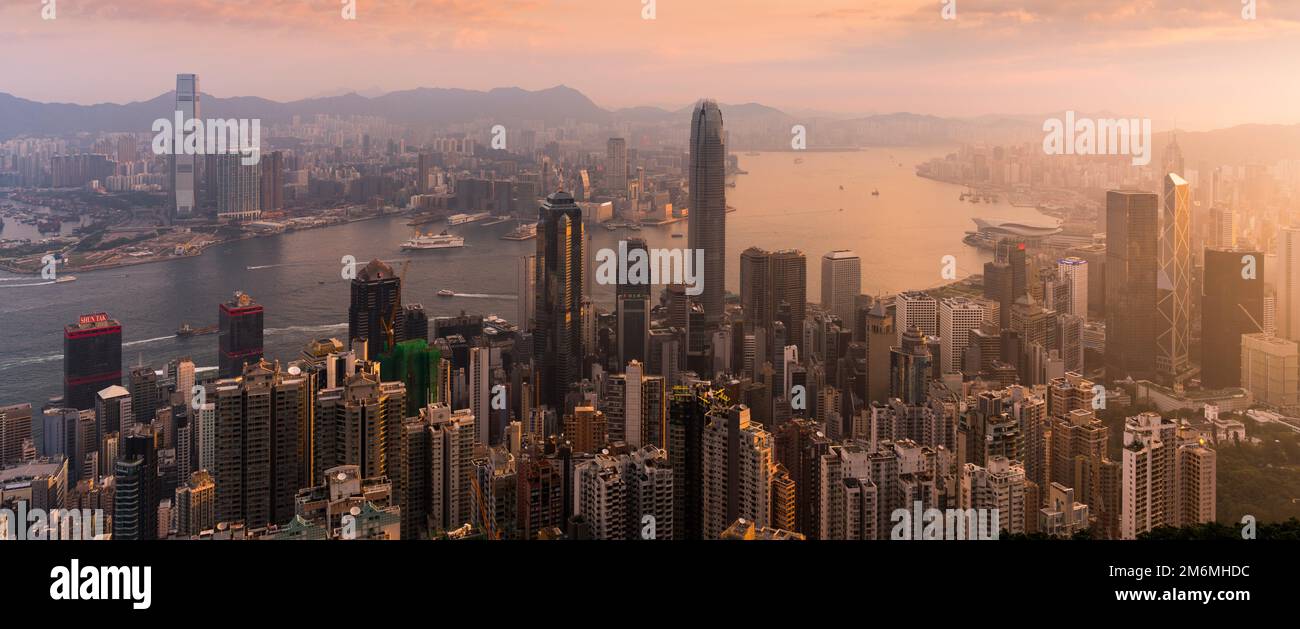 High perspective of Hong Kong city landscape Stock Photo - Alamy