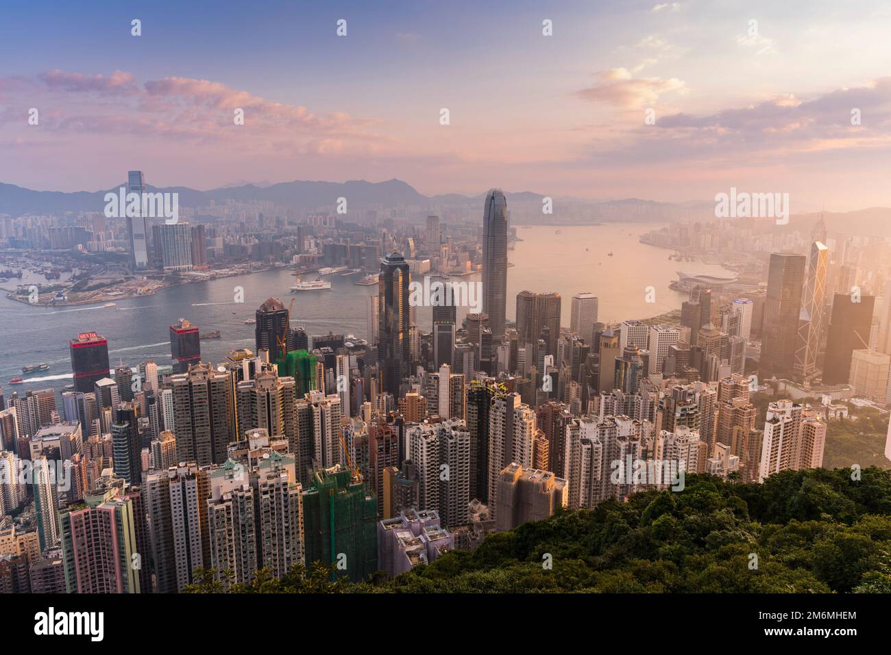 High perspective of Hong Kong city landscape Stock Photo - Alamy