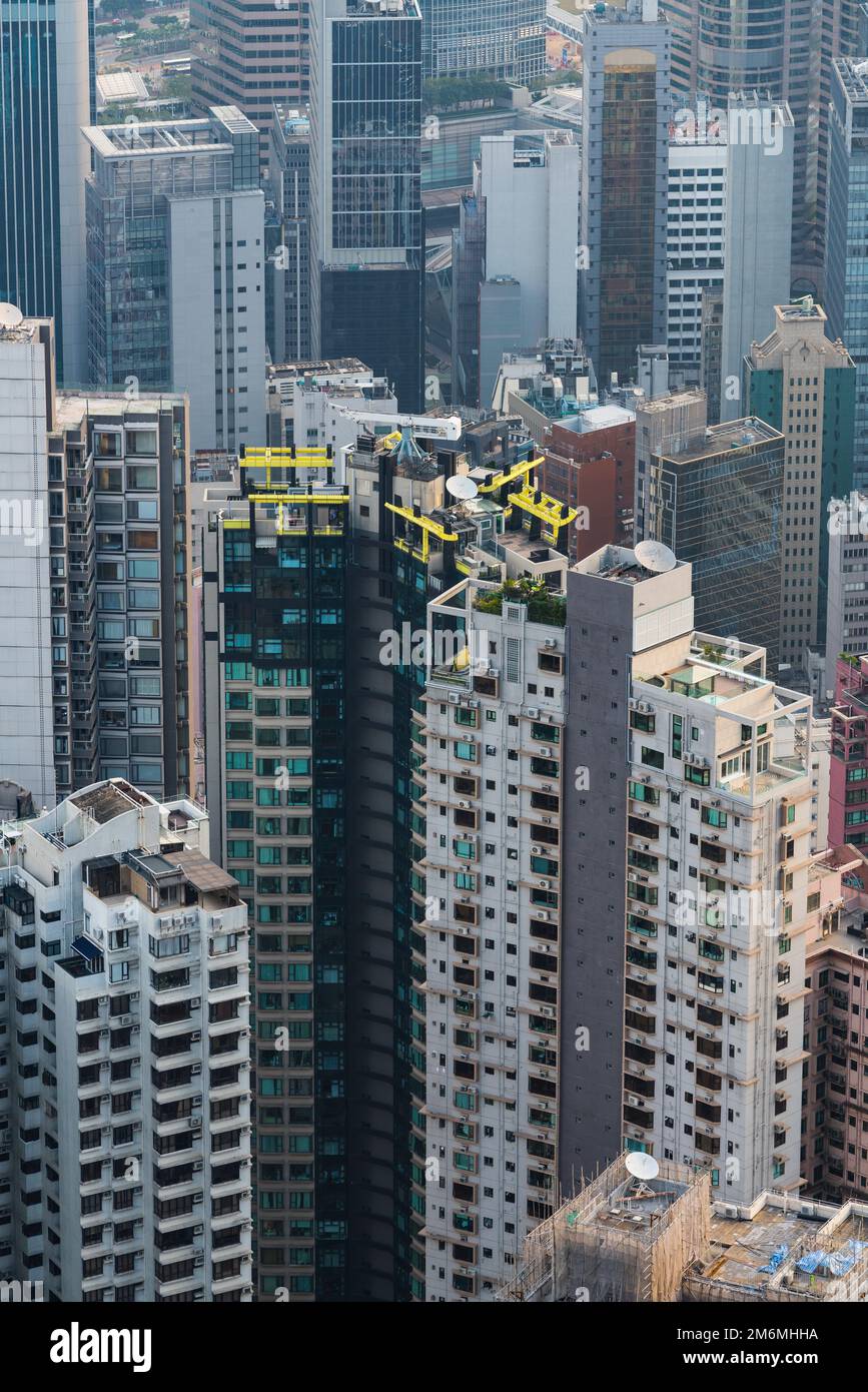 High perspective of Hong Kong city landscape Stock Photo - Alamy