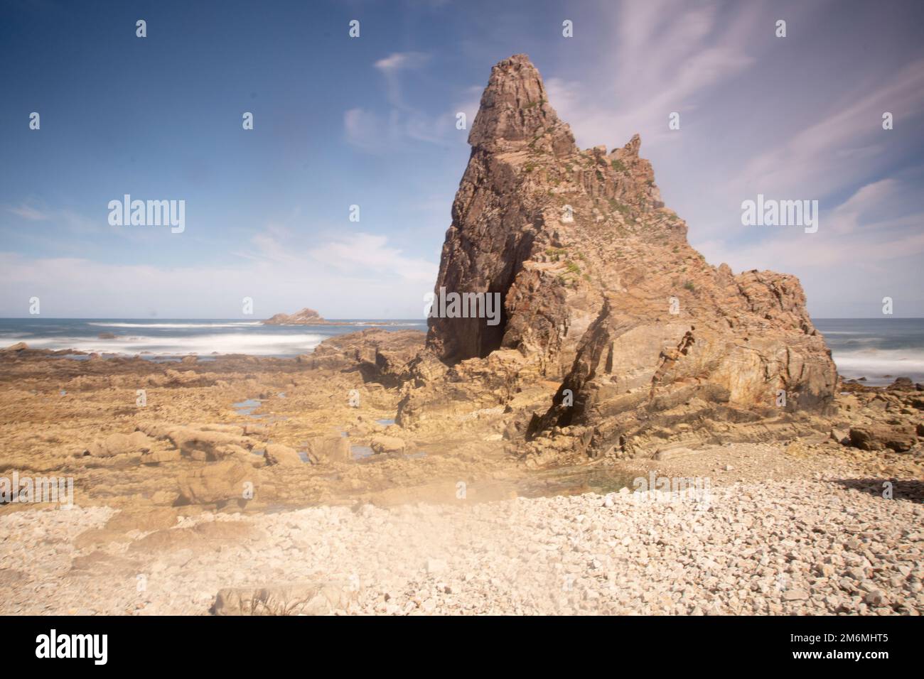Rock formations in a stoney beach in Asturias, Spain Stock Photo - Alamy