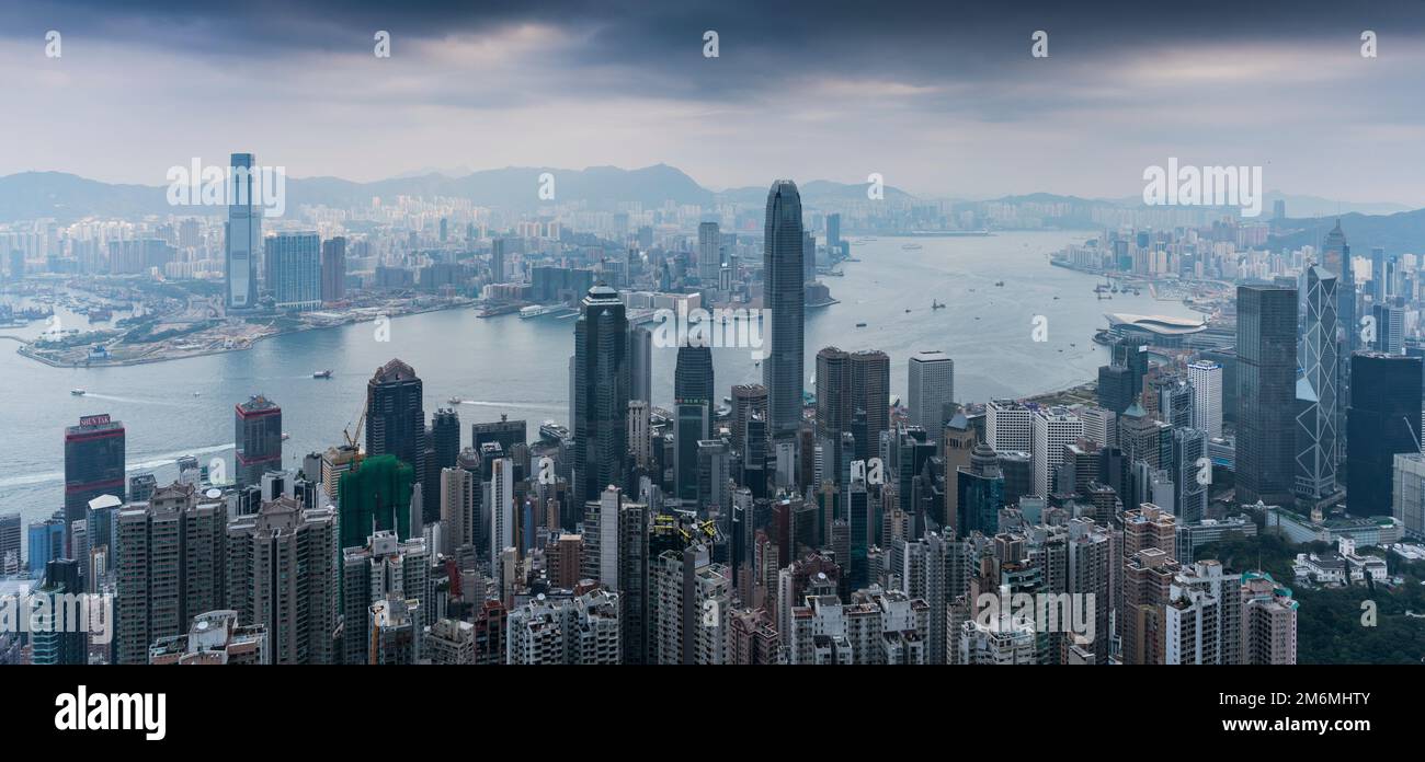 High perspective of Hong Kong city landscape Stock Photo - Alamy