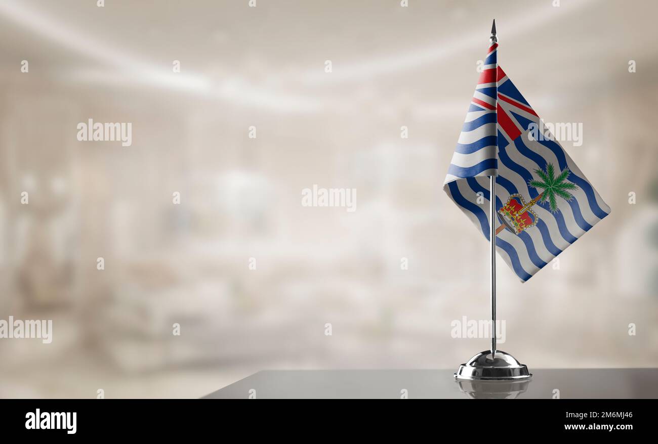 A small British Indian Ocean Territory flag on an abstract blurry ...