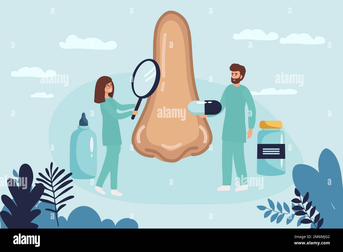 Doctors check health of nose, breathing organ. Surgery rhinoplasty ...