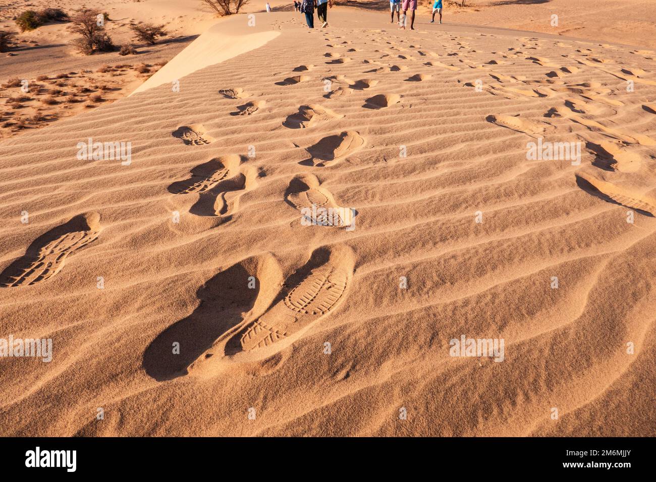 Footsteps on the sand at North Horr Sand dunes at Marsabit, Kenya Stock ...