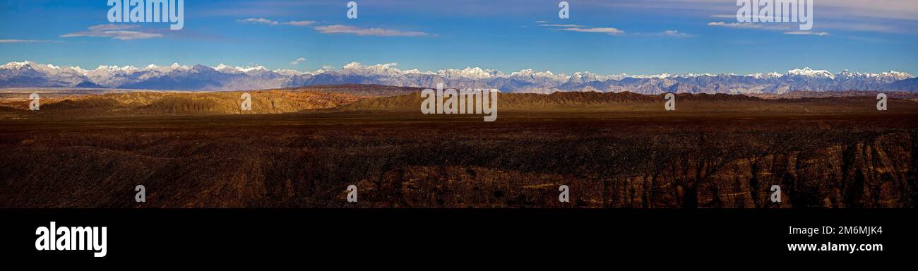 Panoramic view of the Tien Shan Mountains Range seen from Road G 217 ...