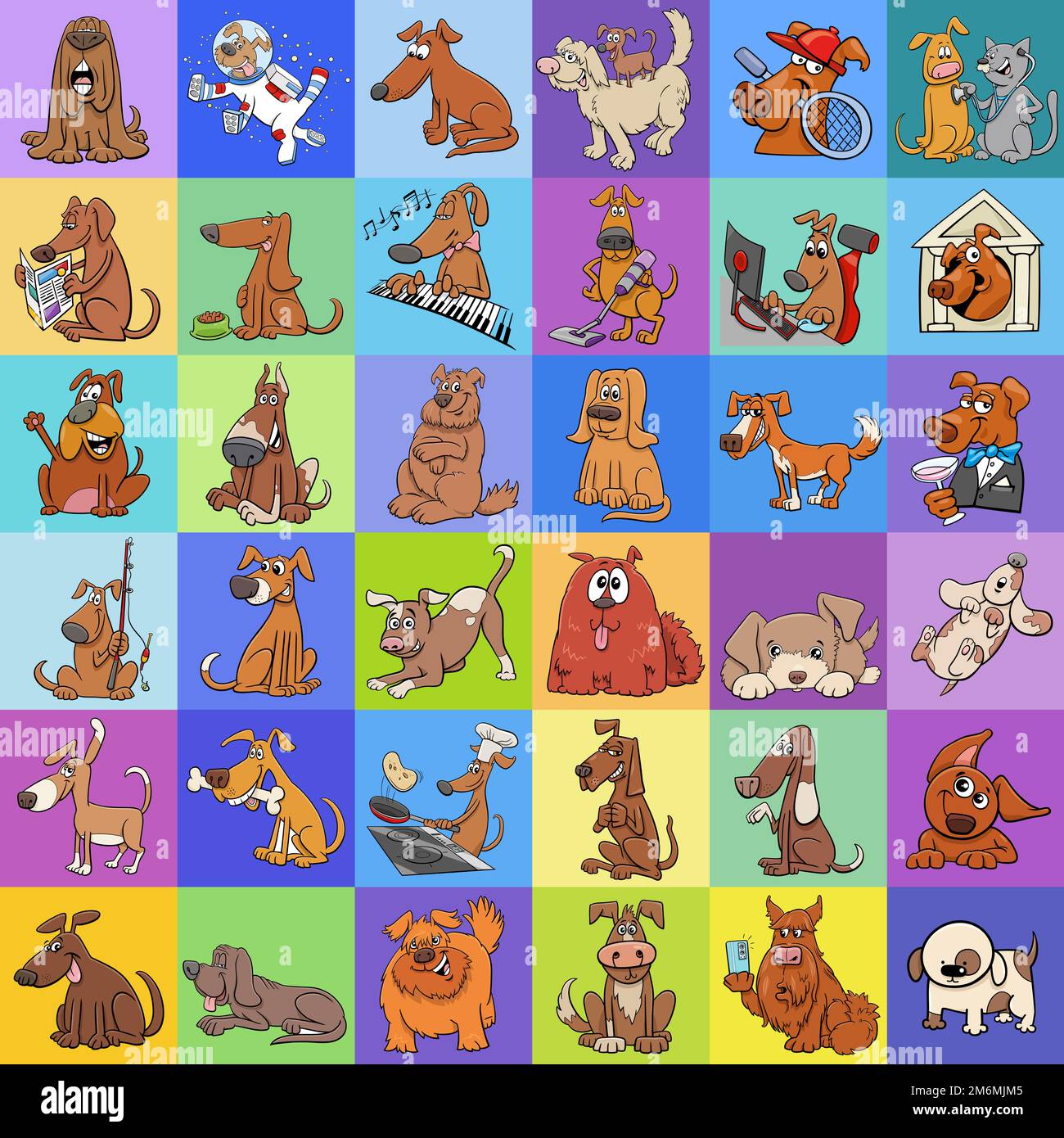 Background or pattern design with comic dog characters Stock Photo - Alamy