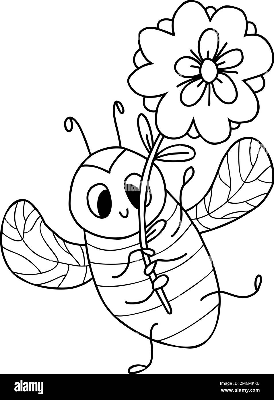 Cute ladybug. Flying small insect with flower. Vector illustration ...