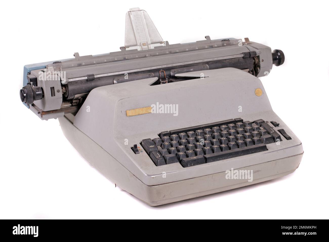 Old antique mechanical vintage typewriter on white with clipping puth ...