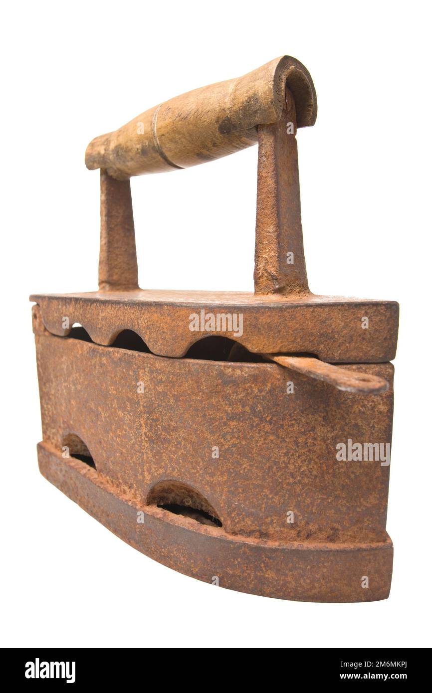 Vintage Russian Soviet rusty iron isolated on a white background Stock ...