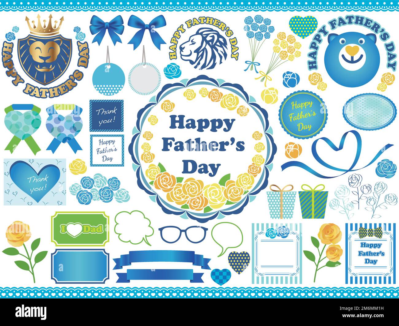 Set of Father’s Day vector design elements in a flat style isolated on ...