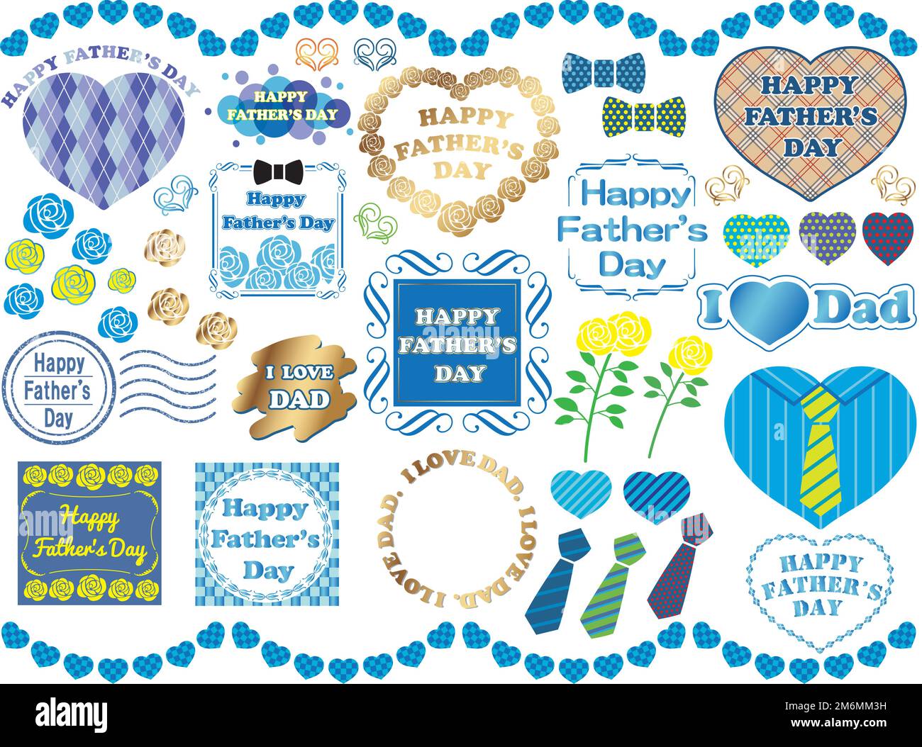 Set of Father’s Day vector design elements in a flat style isolated on ...