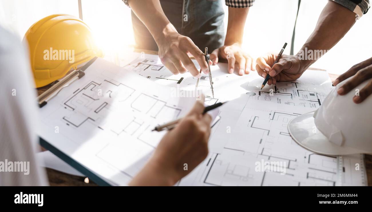 professional architect designer structural engineer team colleagues ...