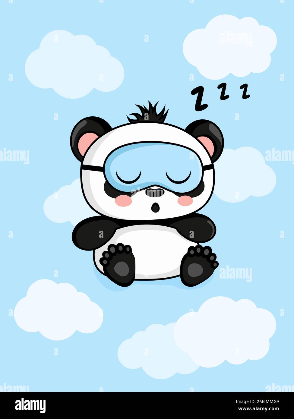 Vector illustration with cute cartoon baby panda in Sleep mask Stock ...
