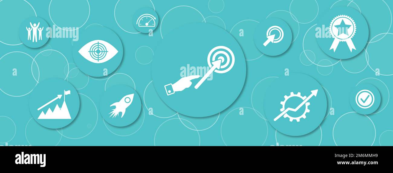 Concept of motivation with icons on circles Stock Photo - Alamy