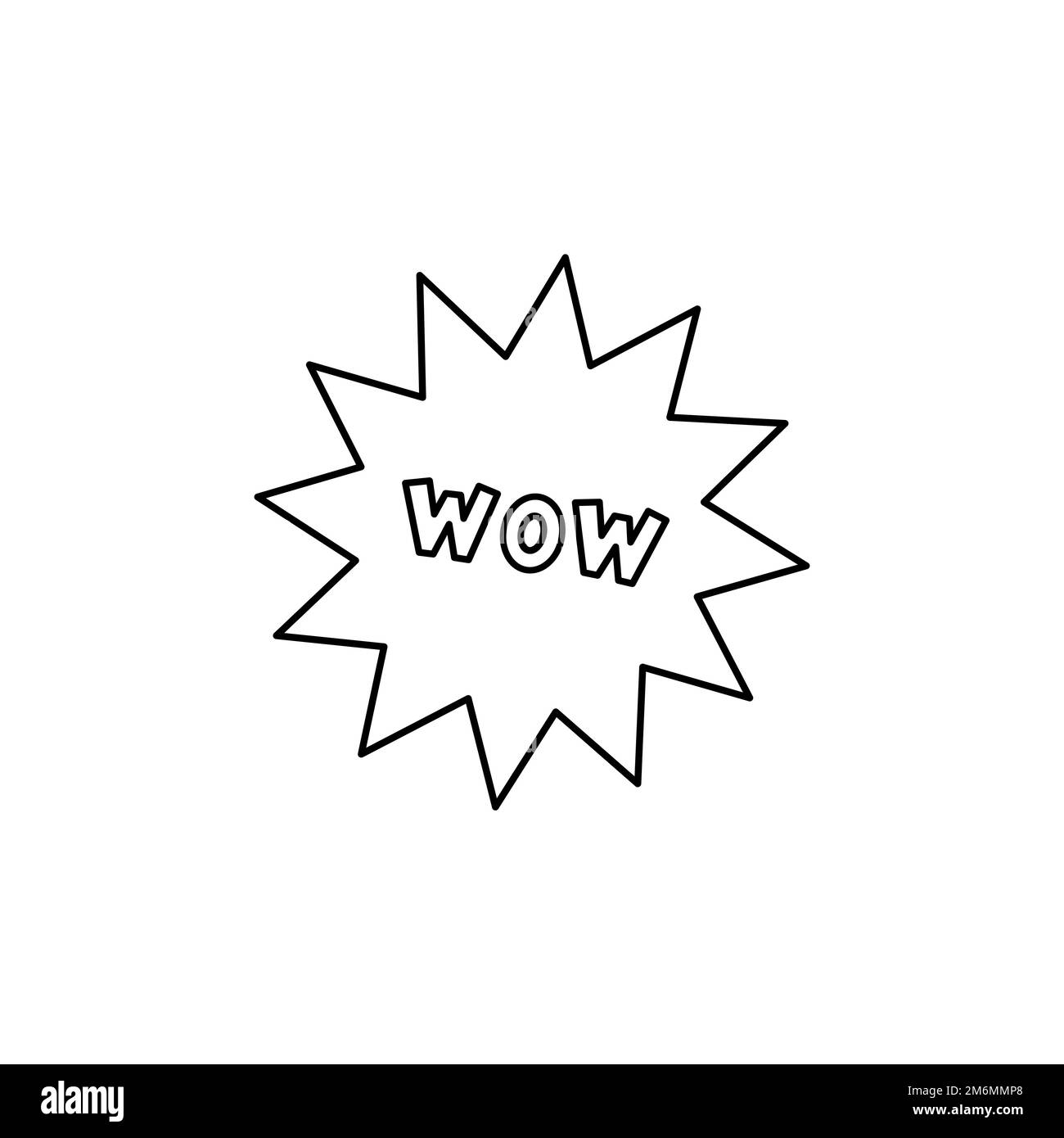 Star with the text Wow isolated on white background. Vector hand-drawn ...